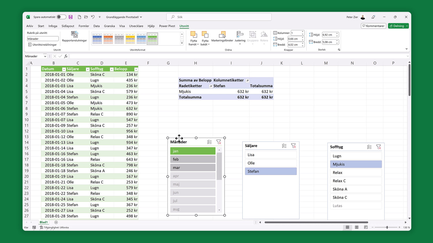 Skapa tabeller och Pivottabeller i Excel - M365 - Utbildning online